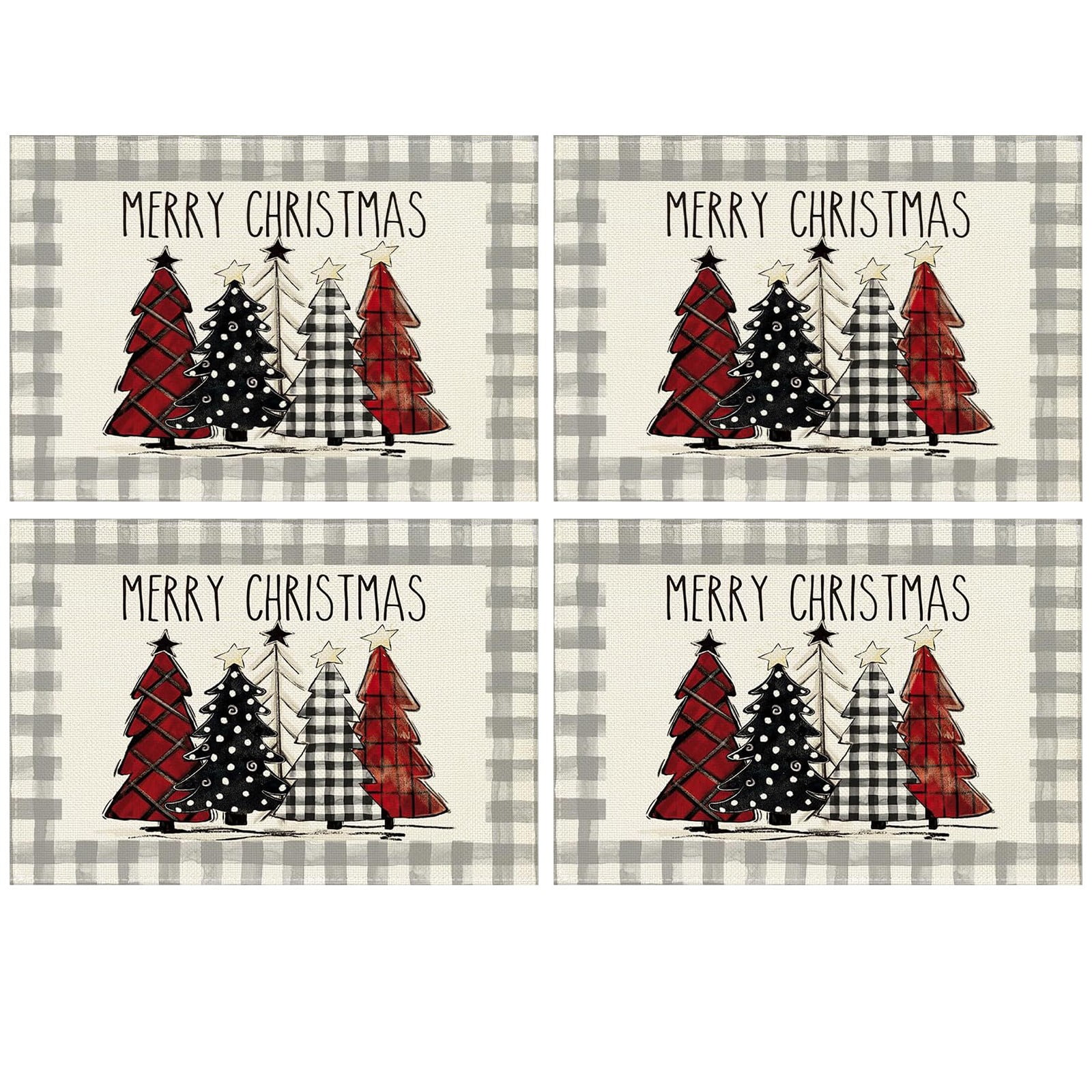 Christmas Placemats Set Heat Resistant Table Mats for Dinner Holiday ...