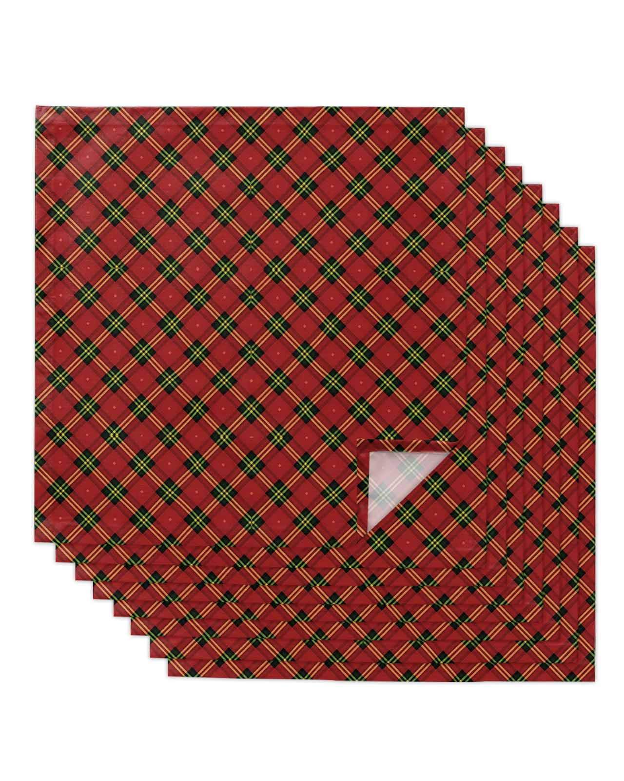 Christmas Plaid Cloth Napkin Set of 8, Red and Green Buffalo Plaids ...