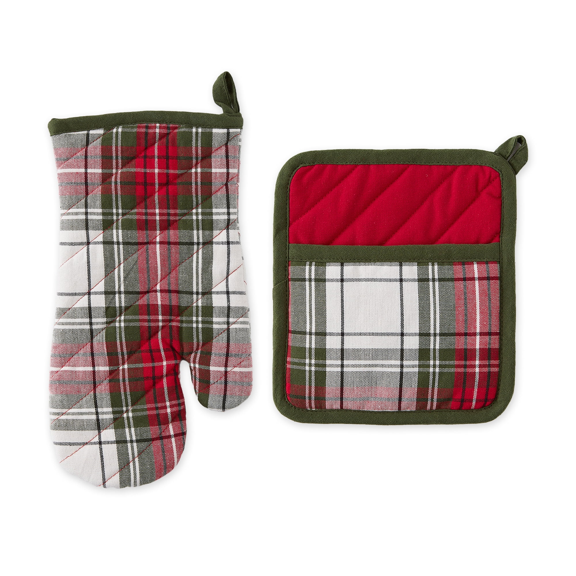 Christmas Plaid Oven Mitt & Potholder Set - Walmart.com