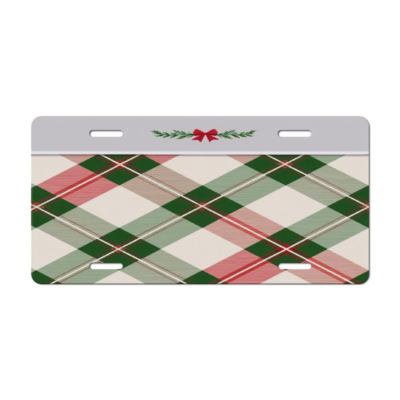 Christmas Plaid Pattern Car Decorative Front License Plate,Vanity Tag ...