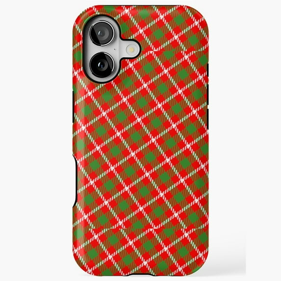 Christmas Plaid Pattern Festive Holiday Case for iPhone 17 to 11 Pro ...