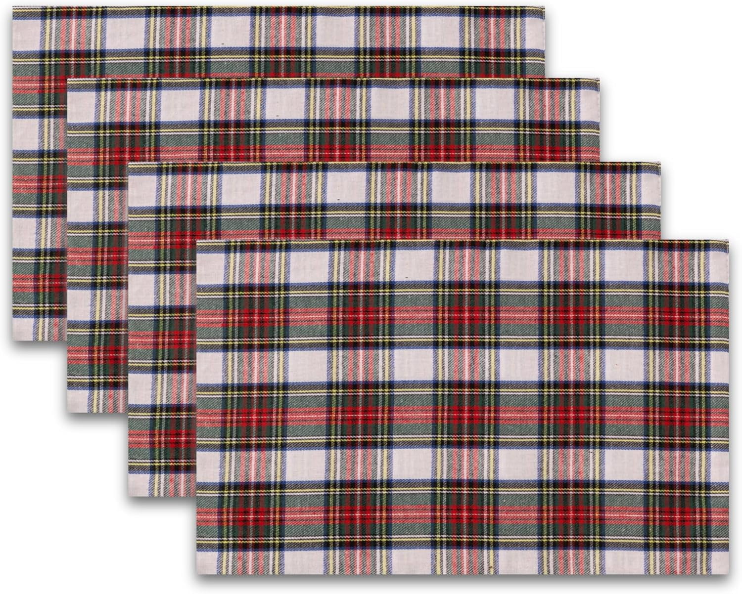 Christmas Plaid Placemats Set of 4, Red White Buffalo Checkered Tartan ...