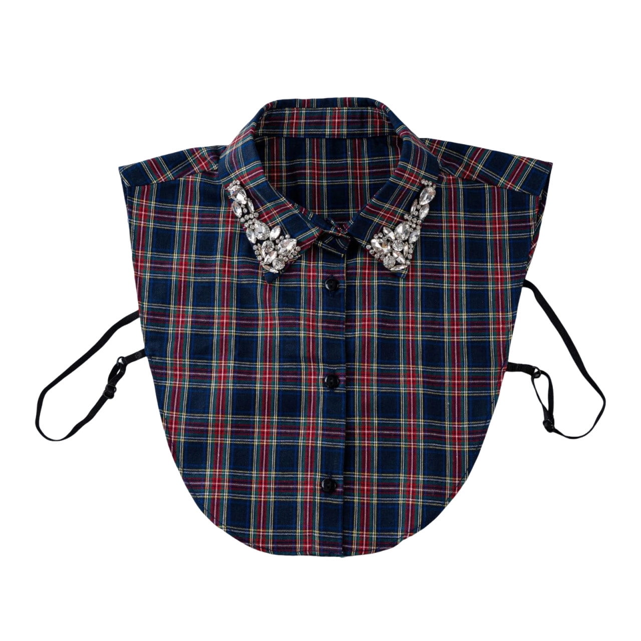 Christmas Plaid Rhinestone Detachable Collar - Red/Blue Faux Shirt ...