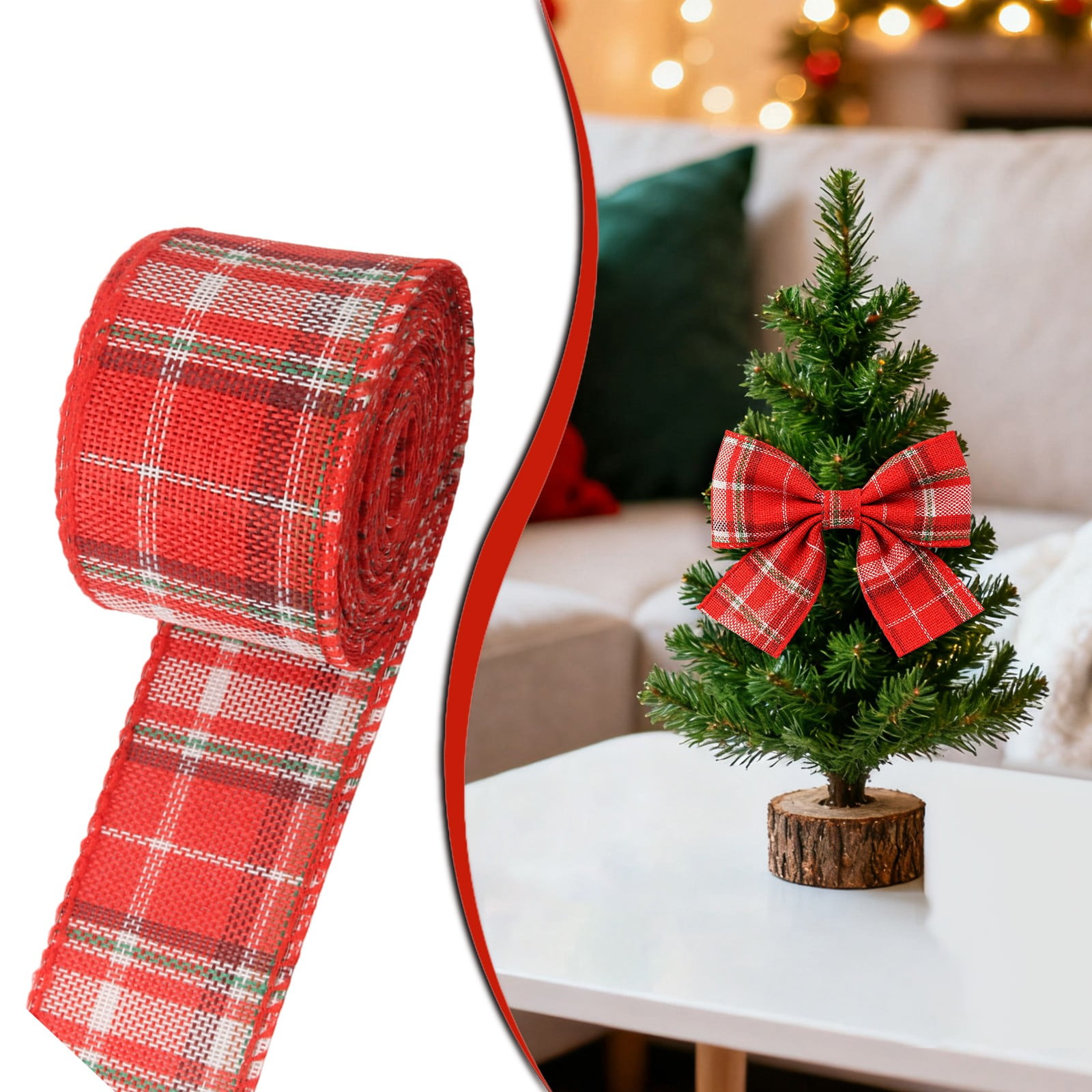Christmas Plaid Ribbon, Plaid Christmas Ribbon for Christmas Tree Decor ...