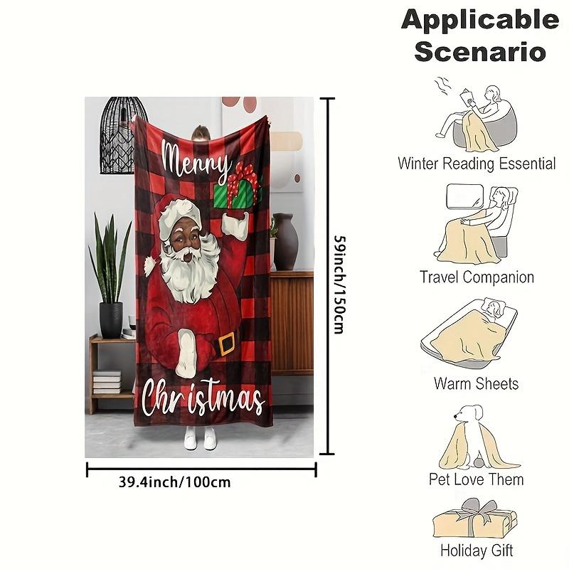 Christmas Plaid Santa Hypoallergenic Flannel Throw Blanket All-Season ...
