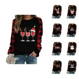 Christmas Plaid Shirts for Women 2025 Long Sleeve Crewneck Cute ...