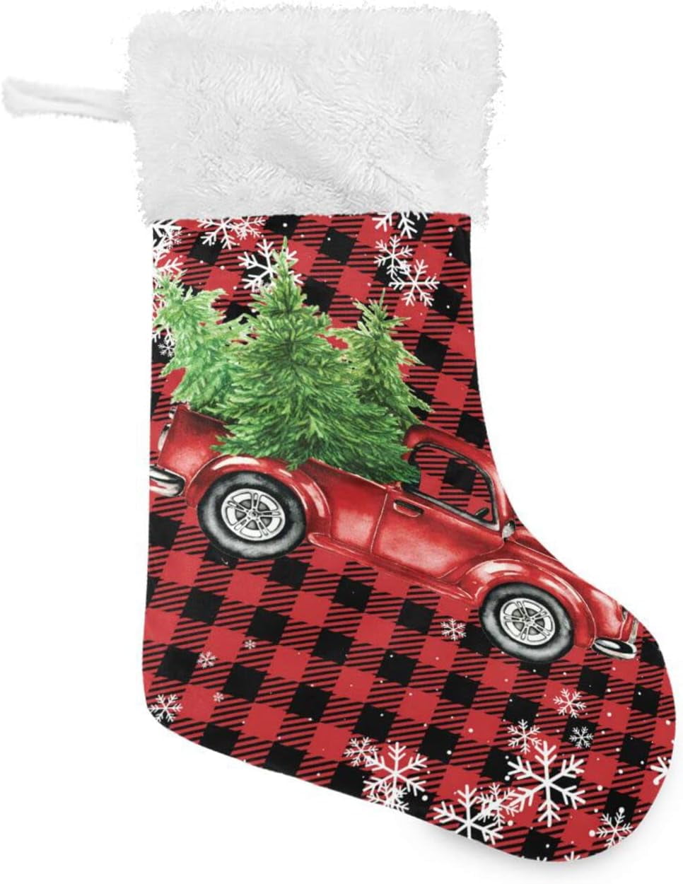 Christmas Plaid Snow Truck Christmas Stockings Xmas Presonalized Large ...
