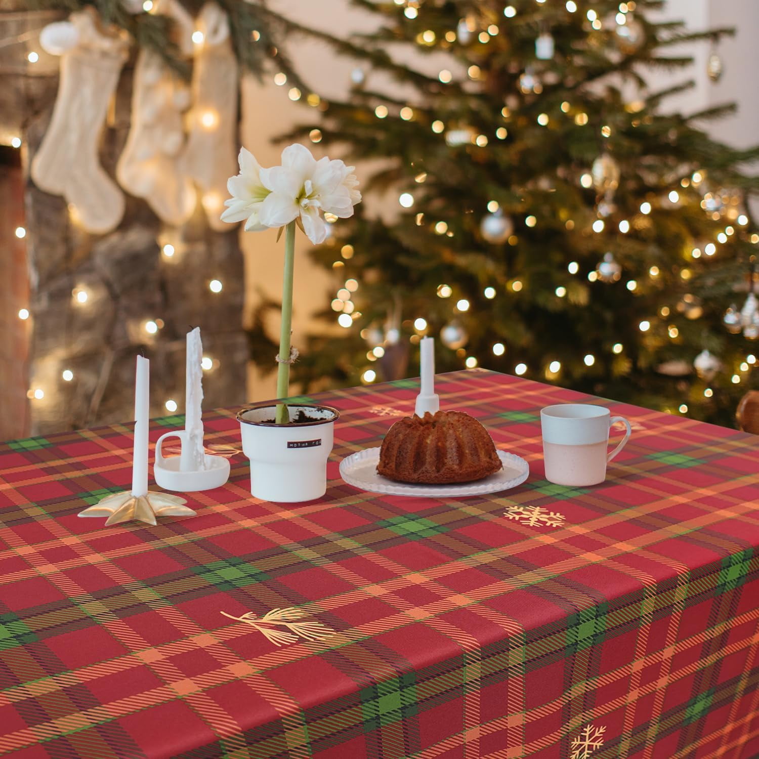 Christmas Plaid Tablecloth Rectangle 60 x 84 Inches, Red Tablecloth ...