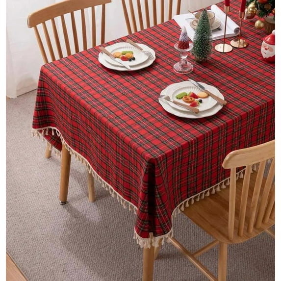 Christmas Plaid Tablecloth Table Runner Napkin Festive Wedding Xmas ...