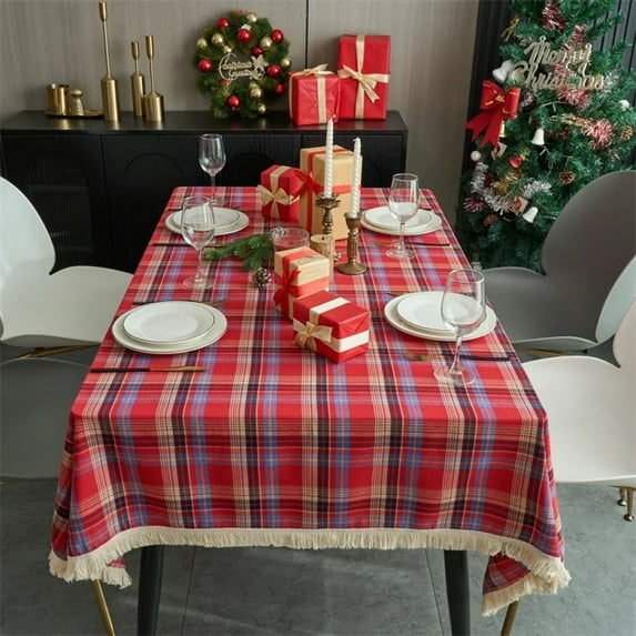 Christmas Plaid Tablecloth Table Runner Napkin Festive Wedding Xmas ...