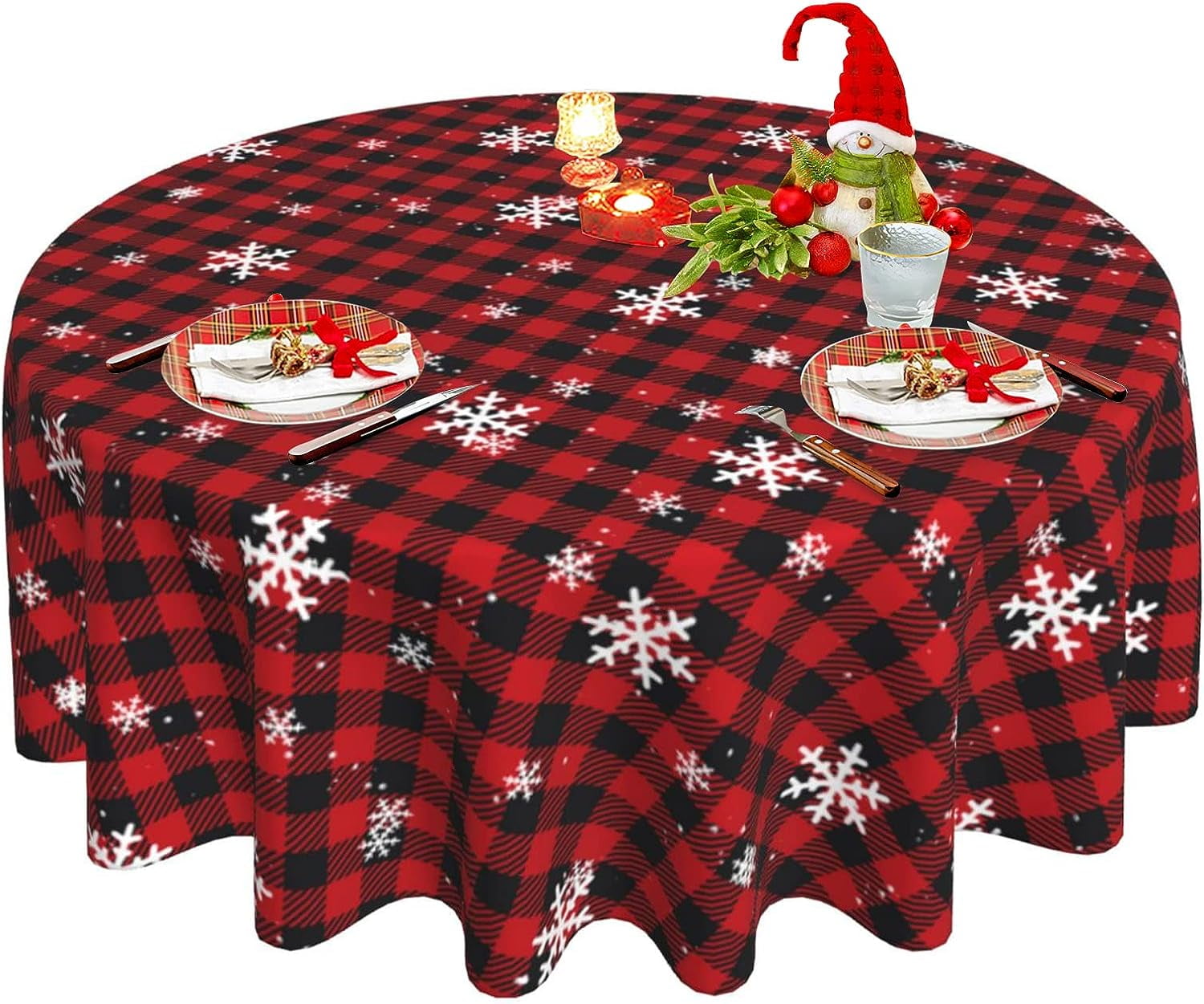Christmas Plaid Tablecloth Winter Snowflake Tablecloth Washable ...
