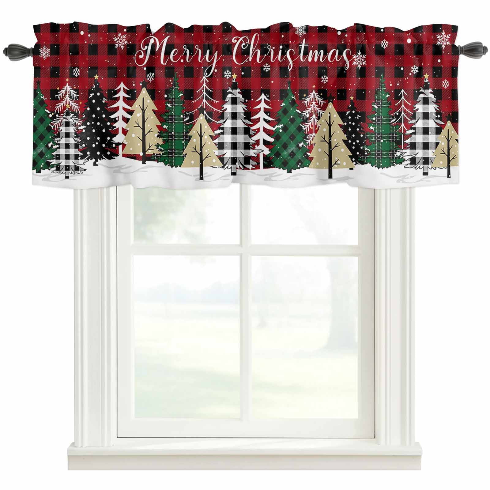 Christmas Plaid Tree, Kitchen Valances for Windows, Small Valance ...