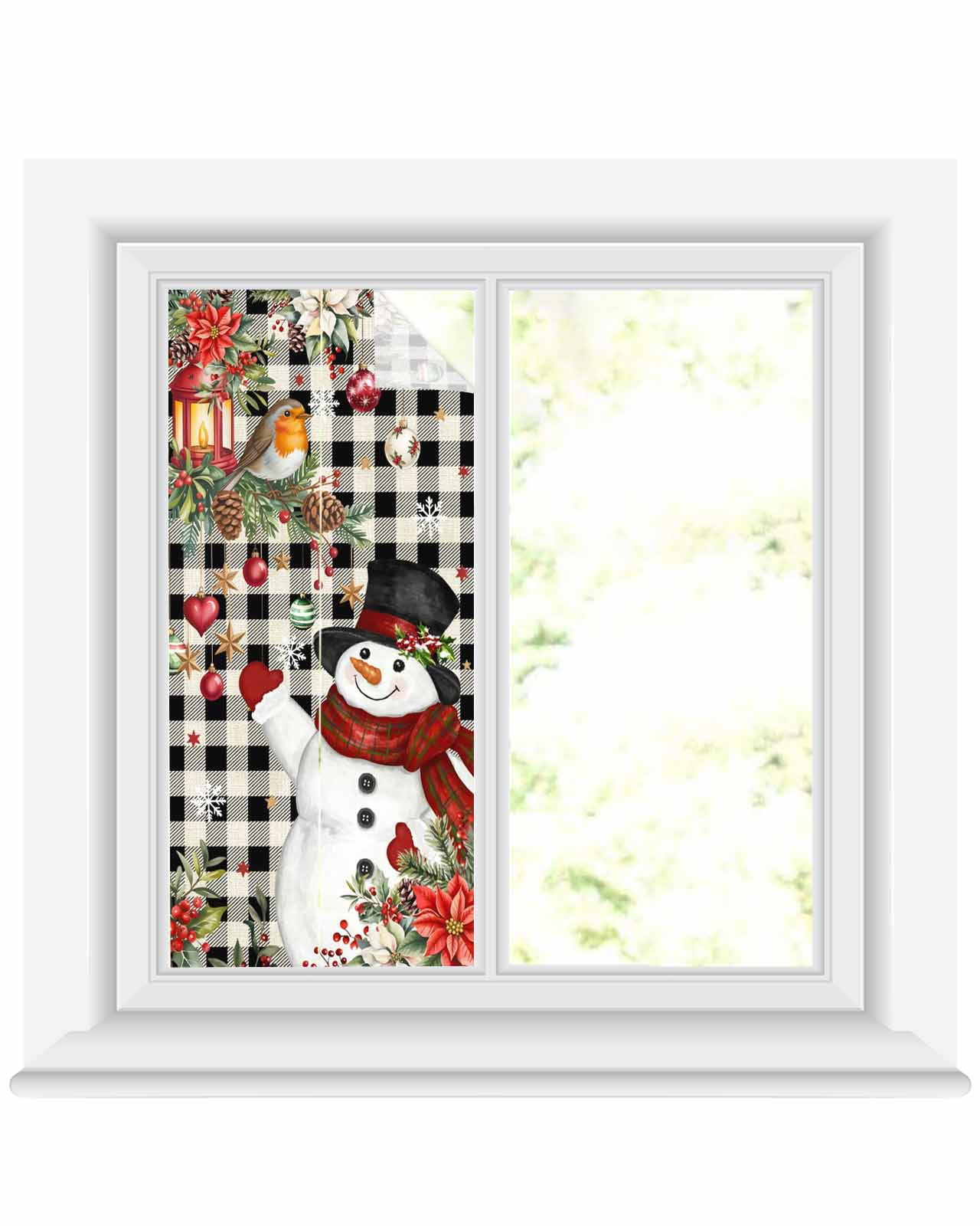 Christmas Plaid Window Privacy Film Stained Glass Window Film ...