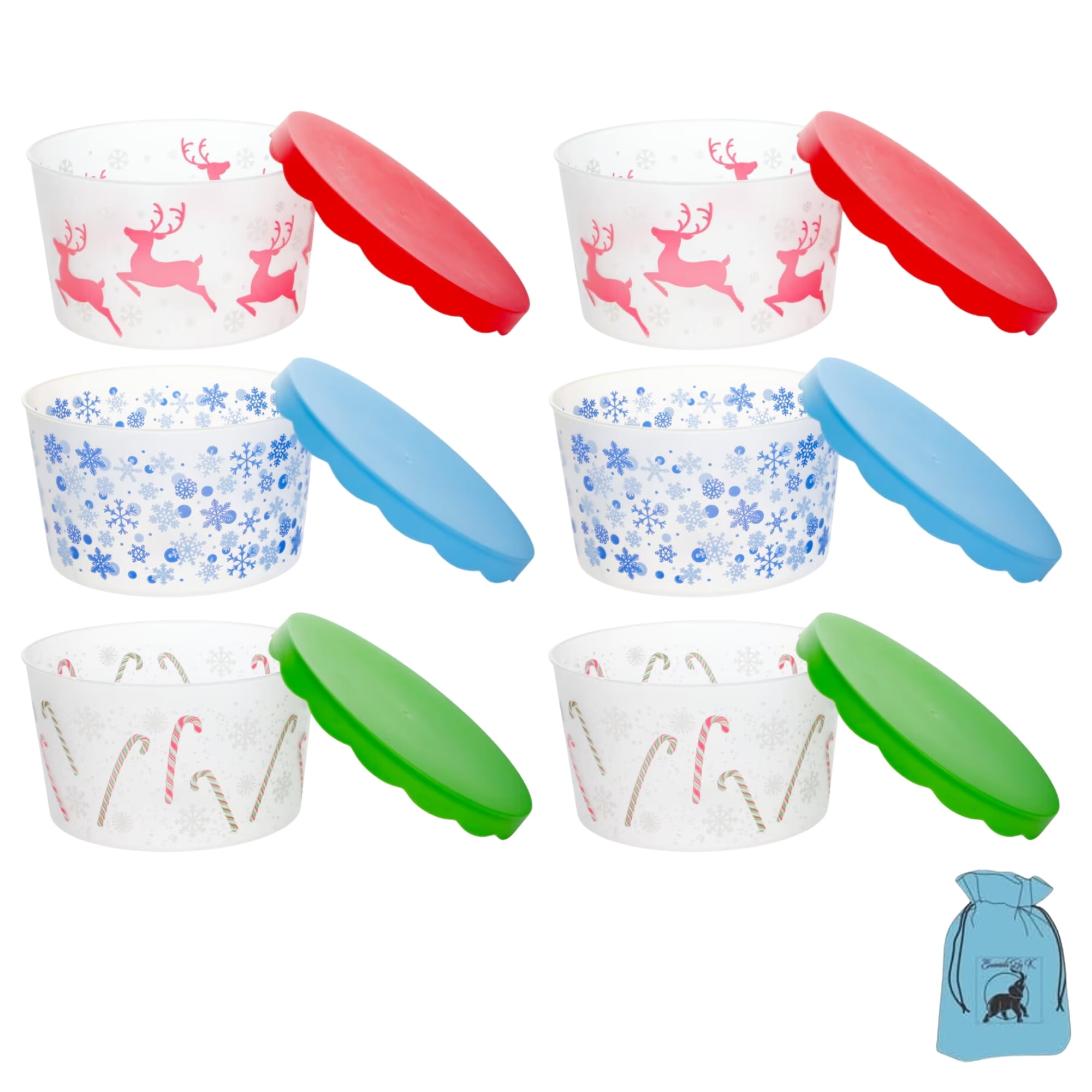Christmas Plastic Cookie Containers with Lids 8x4.5 Inch for Snack ...