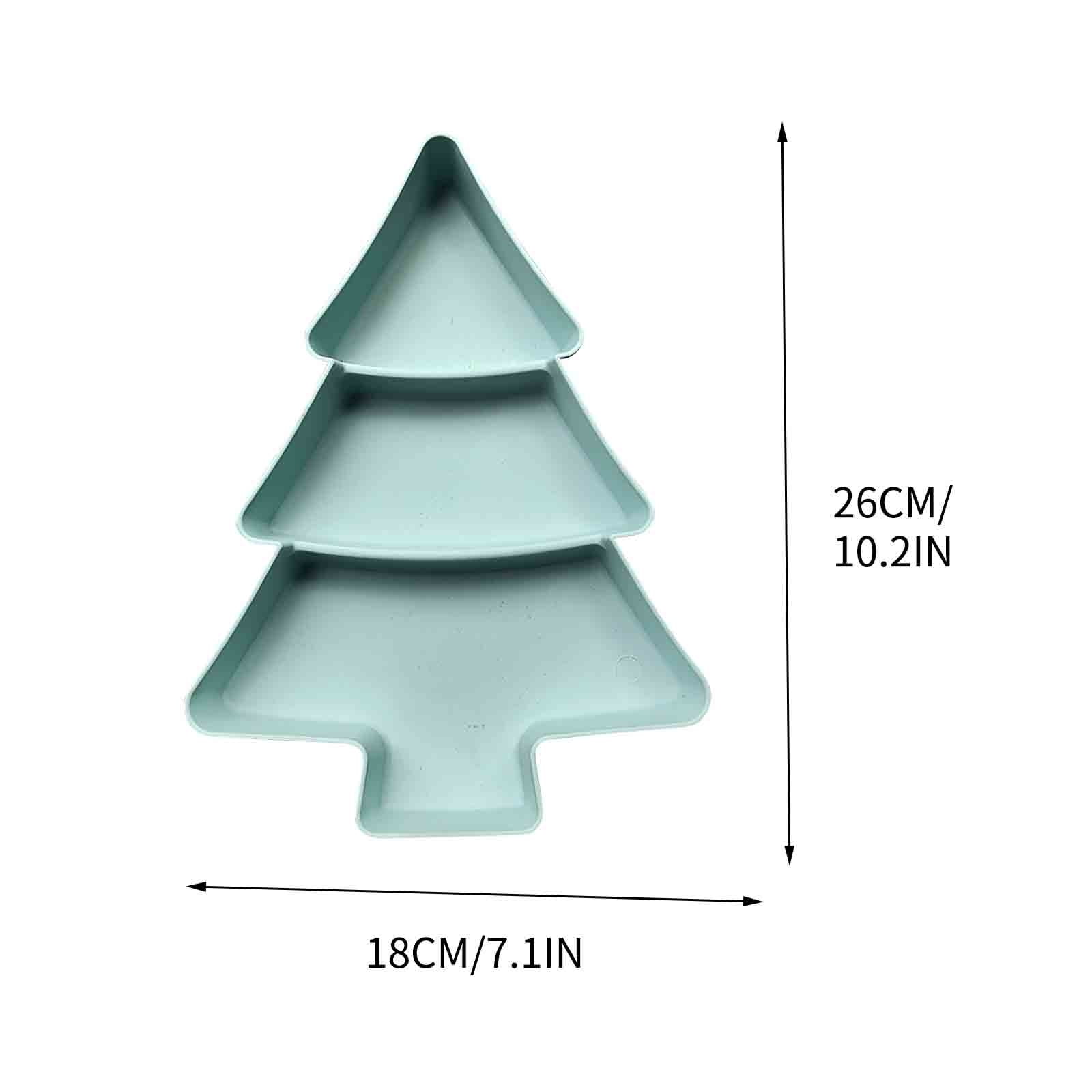Christmas Plastic Serving Tray Platter - Christmas Tree Shape White ...