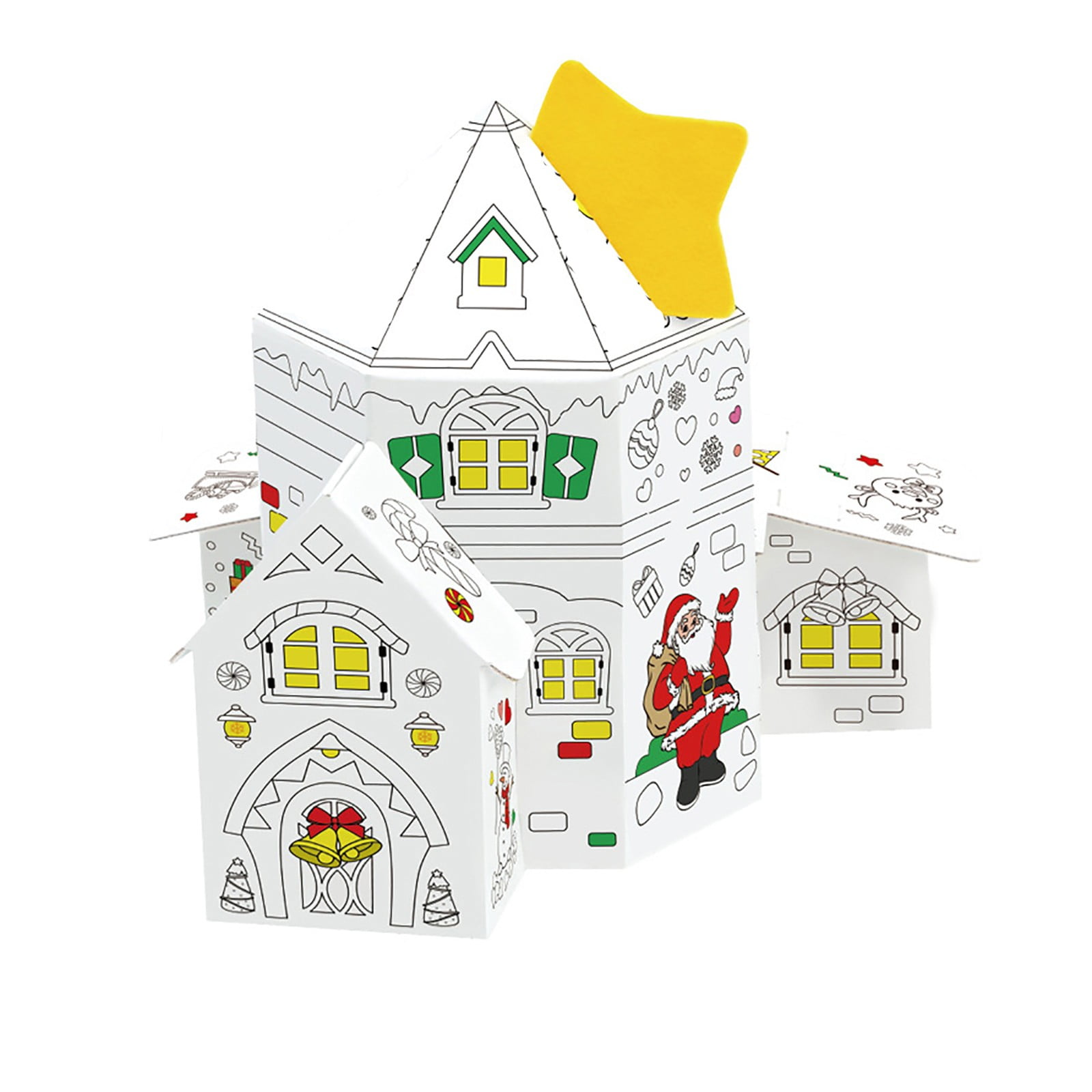 Christmas Playhouse Cardboard Coloring House Build & Color Playhouse ...