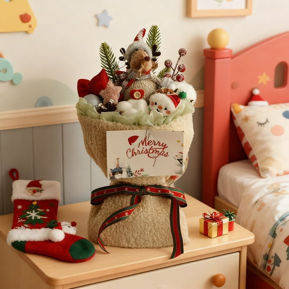 Christmas Plush Doll Bouquet Handmade Christmas Flower Bouquet with ...