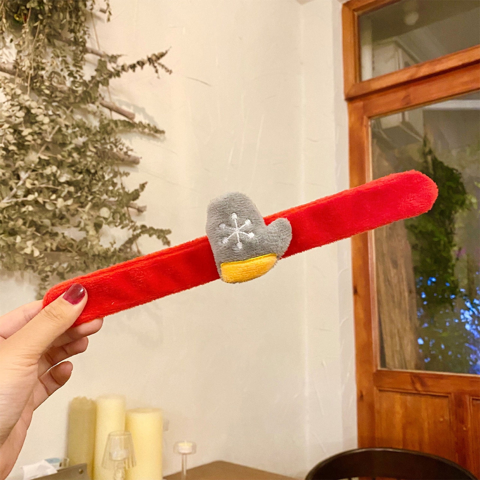 Christmas Plush Slap Bracelets Stuffed Snowflake Glove Huggers ...