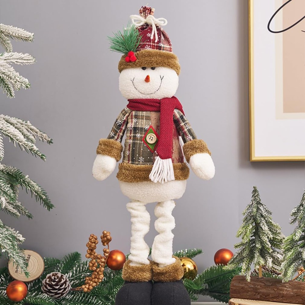 Christmas Plush Stuffed Decorations Santa Reindeer Snowman Figurine ...