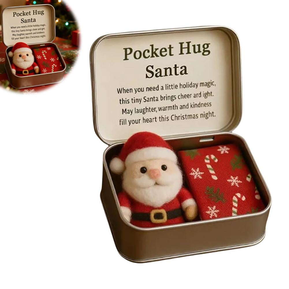 Christmas Pocket Hug Gift with Inspirational Cards, Handmade Felt Santa ...