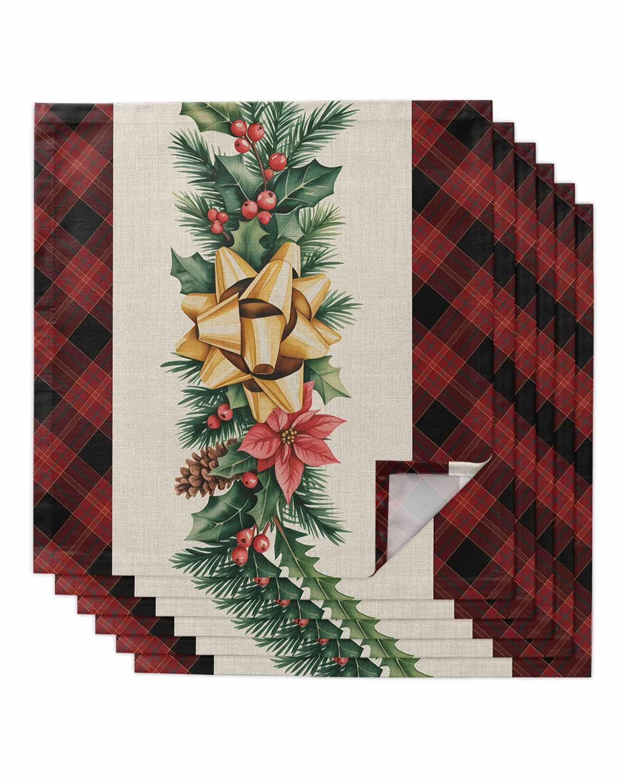 Christmas Poinsettia Cloth Napkins Set of 6 Reusable Dinner Napkins ...