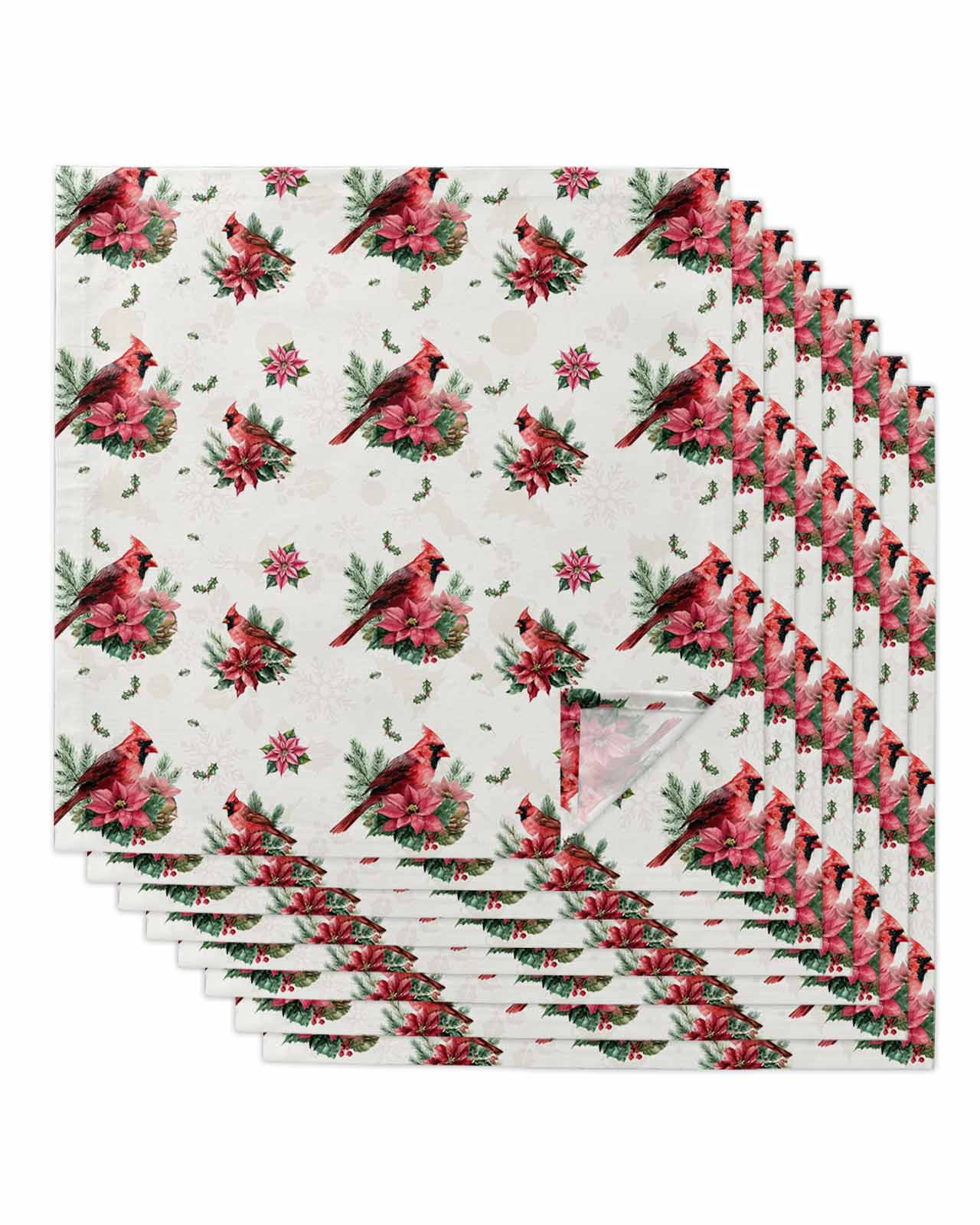 Christmas Poinsettia Cloth Napkins Set of 8 Reusable Dinner Napkins ...