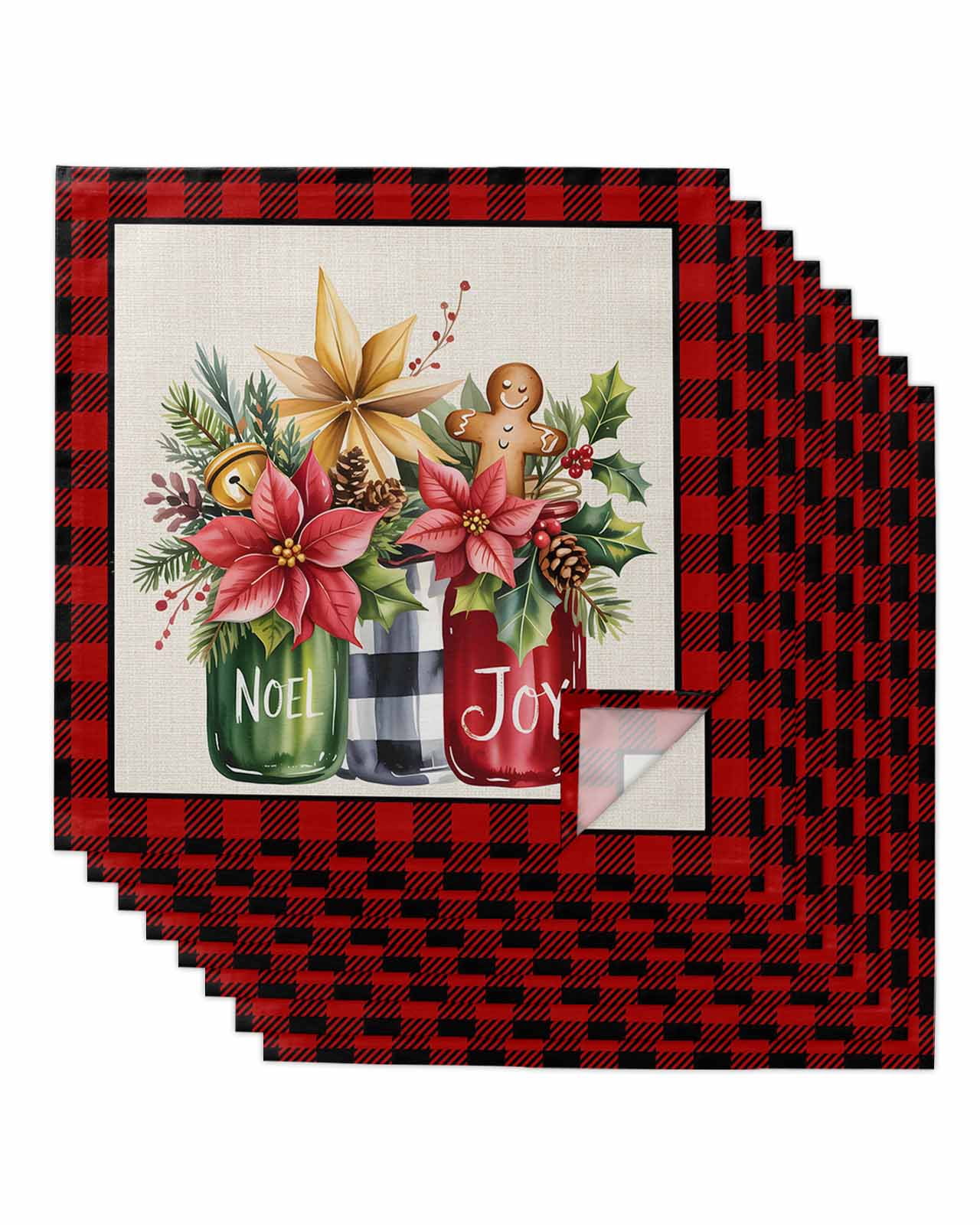 Christmas Poinsettia Cloth Napkins Set of 8 Reusable Dinner Napkins ...