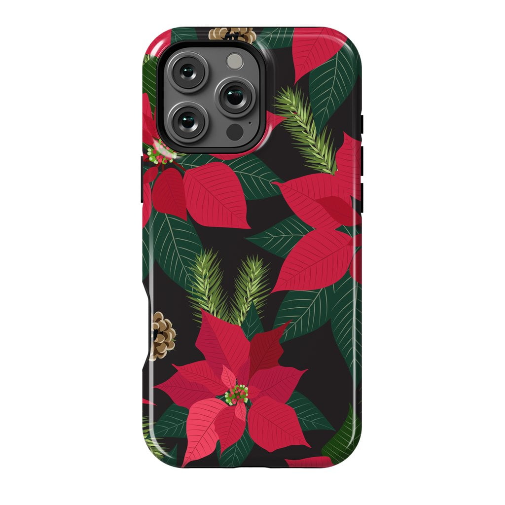 Christmas Poinsettia Flowers Festive For iPhone 11 to 17 Pro Max ...