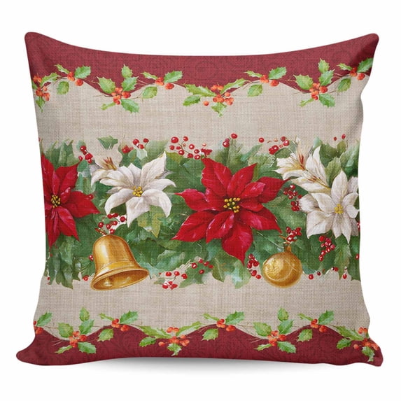 Christmas Poinsettia Pillow Covers 18x18 Inch Decorative Throw Pillow ...