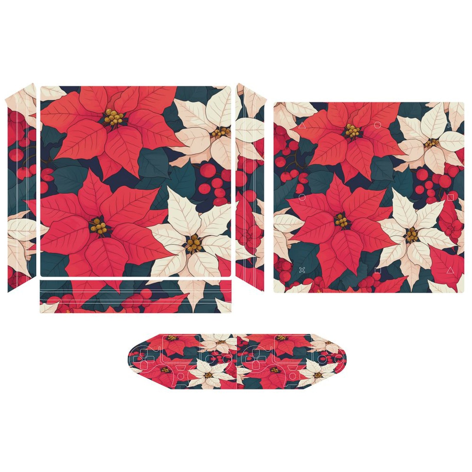 Christmas Poinsettia Red Flower PS4/PS4 Pro/PS4 Slim Skin Sticker For ...