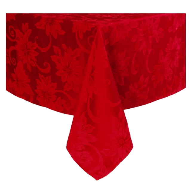 Christmas Poinsettia Tablecloth Red Fabric St Nicholas Square (60 x 102 ...