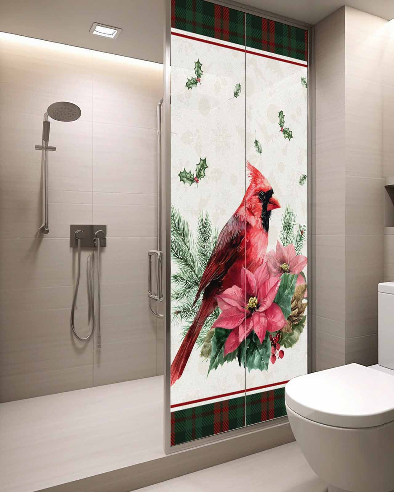 Christmas Poinsettia Window Privacy Film Stained Glass Window Film ...