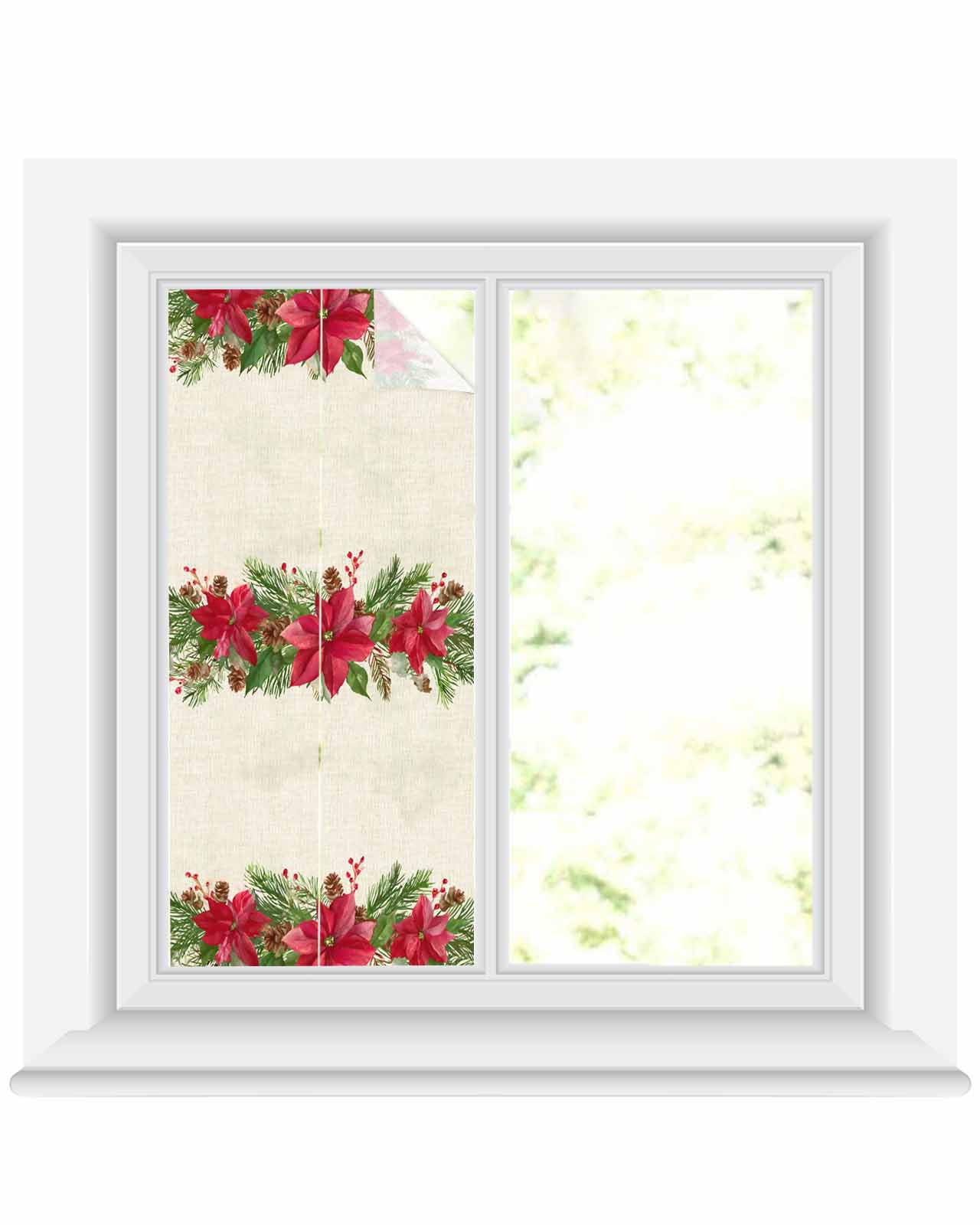 Christmas Poinsettia Window Privacy Film Stained Glass Window Film ...