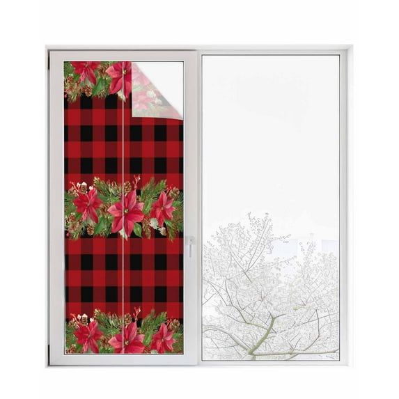 Christmas Poinsettia Window Privacy Film Stained Glass Window Film ...