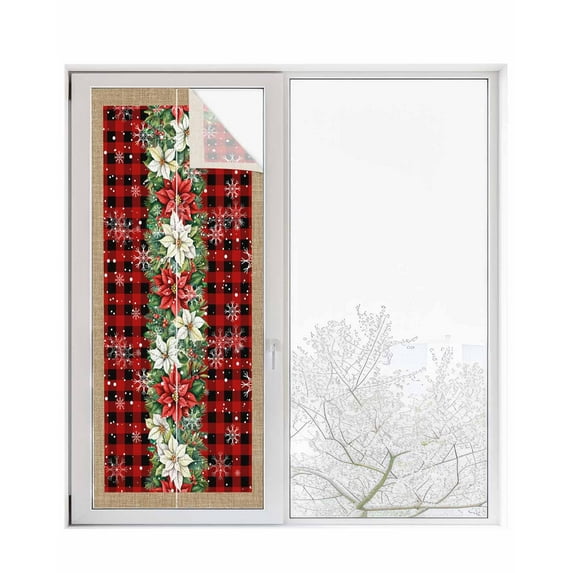 Christmas Poinsettia Window Privacy Film Stained Glass Window Film ...