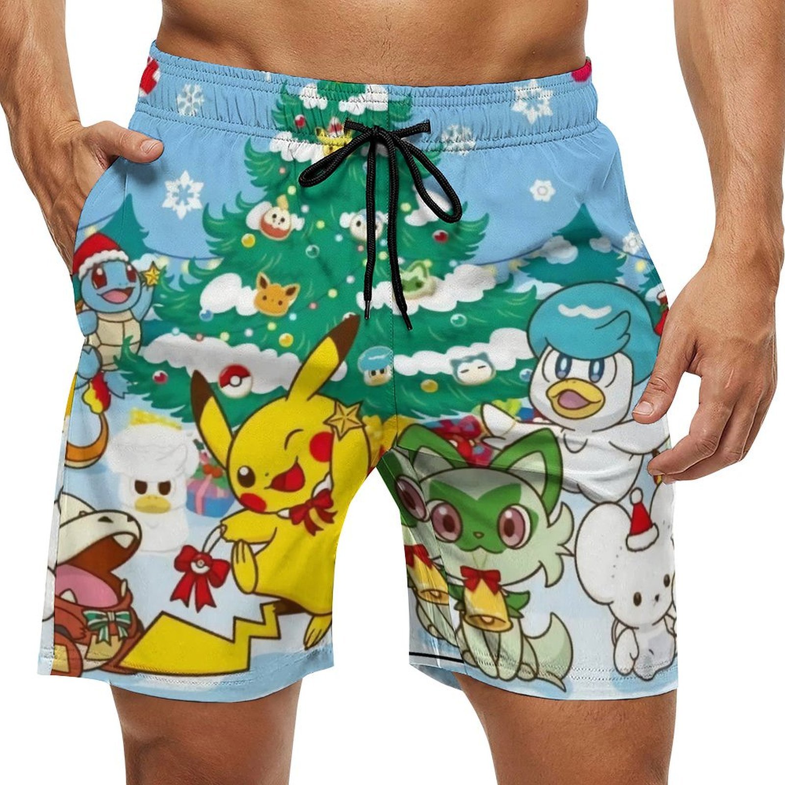 Christmas Pokémon Mens Swim Trunks,Men's Swim Trunks Board Shorts Quick ...