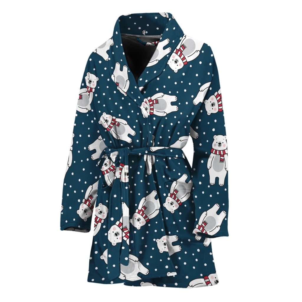 Christmas Polar Bear Pattern Women Bathrobe One Size Univeral Fits ...