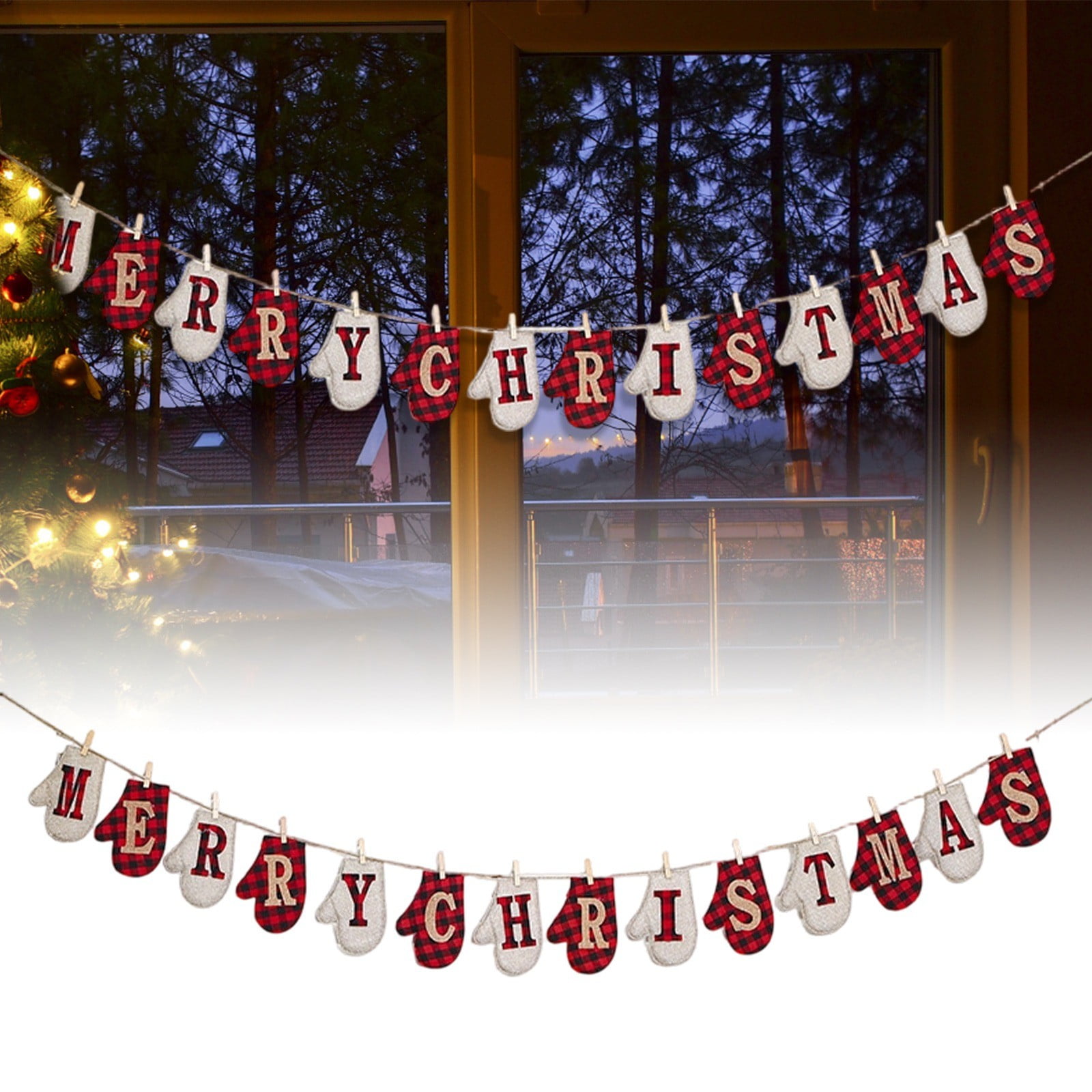 Christmas Polyester Pennant Banner with 5.11 Inch Letters, Red and ...
