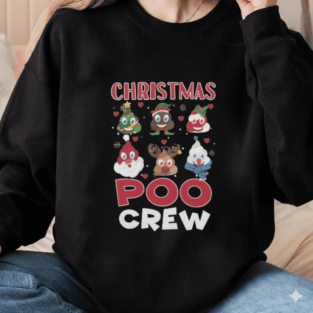 Christmas Poo Crew Funny Holiday Emoticon Poocrew Sweatshirt, up to ...