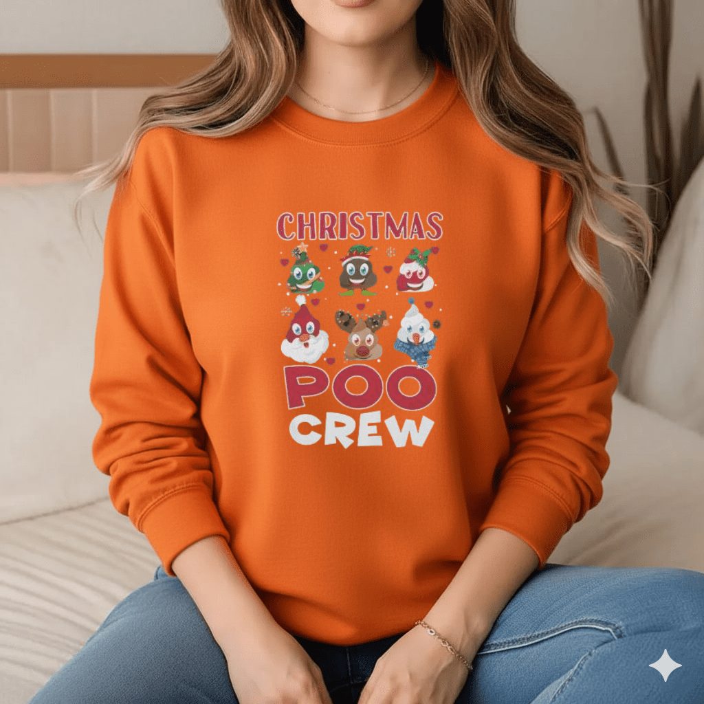 Christmas Poo Crew Funny Holiday Emoticon Poocrew Sweatshirt, up to ...