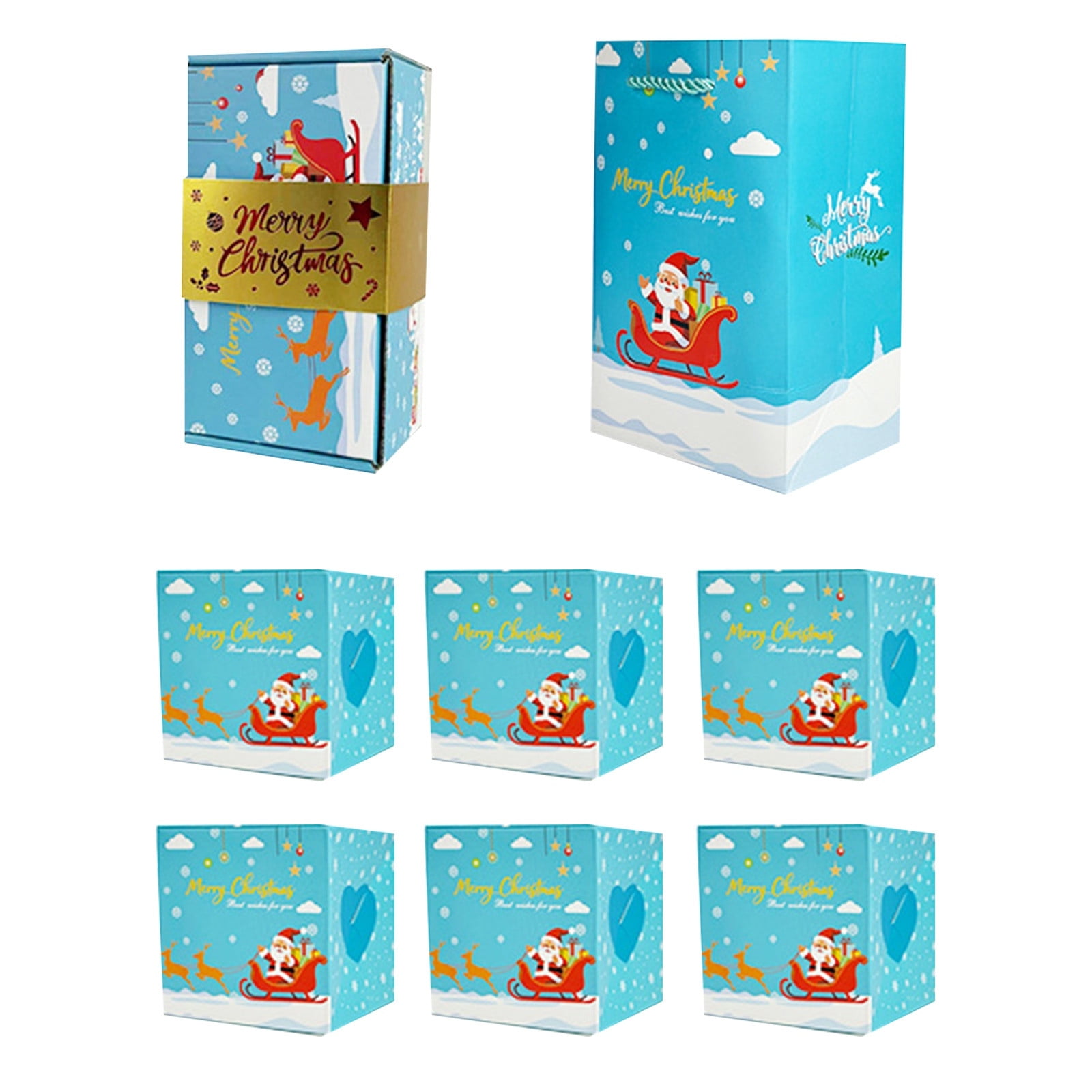 Christmas Pop-Up Box Set, 6PC Bouncing Box + Gift Box + Gift Bag, Paper ...