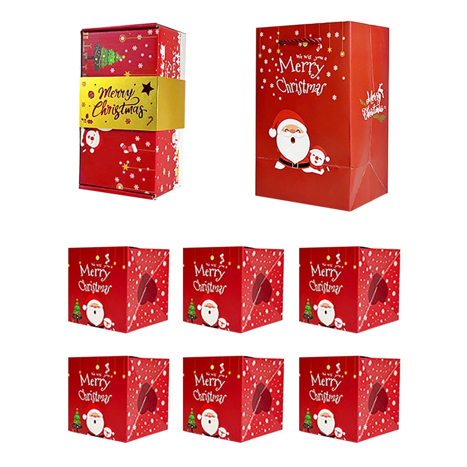 Christmas Pop-Up Box Set, 6PC Bouncing Box + Gift Box + Gift Bag, Paper ...