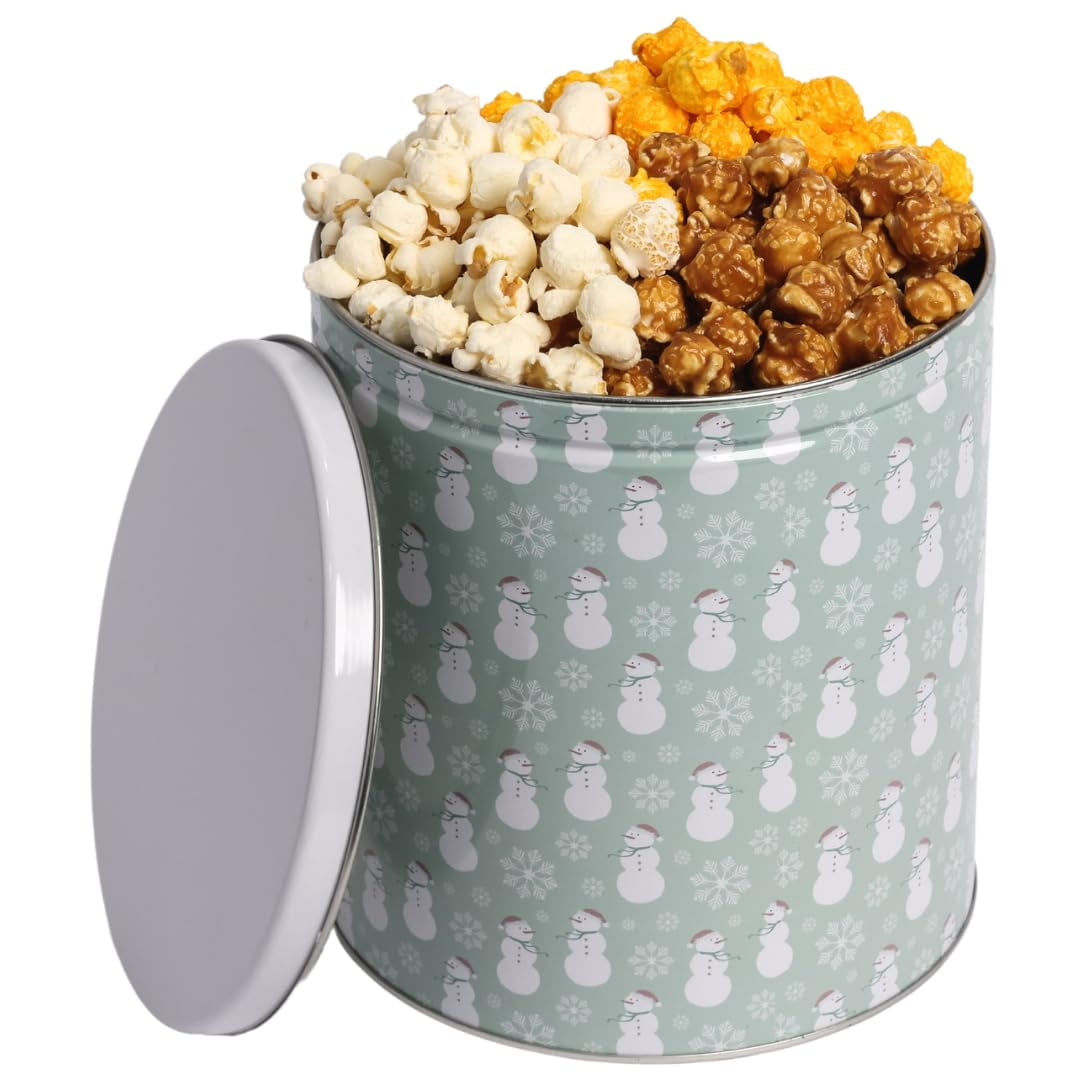 Christmas Popcorn Tin 3 Flavors - Caramel, Cheddar Butter Popcorn Tin ...