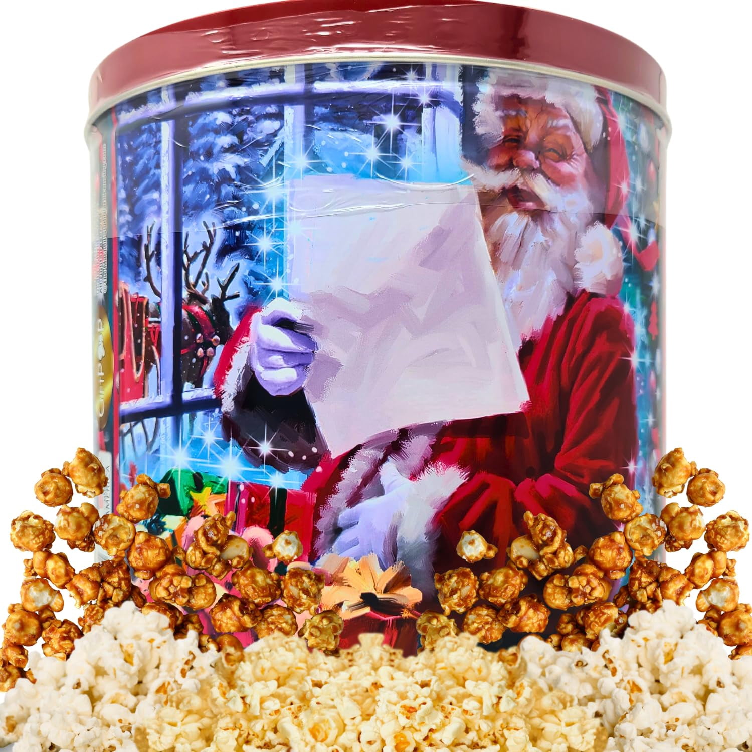 Christmas Popcorn Tin Santa Claus Checking His Naughty or Nice List ...