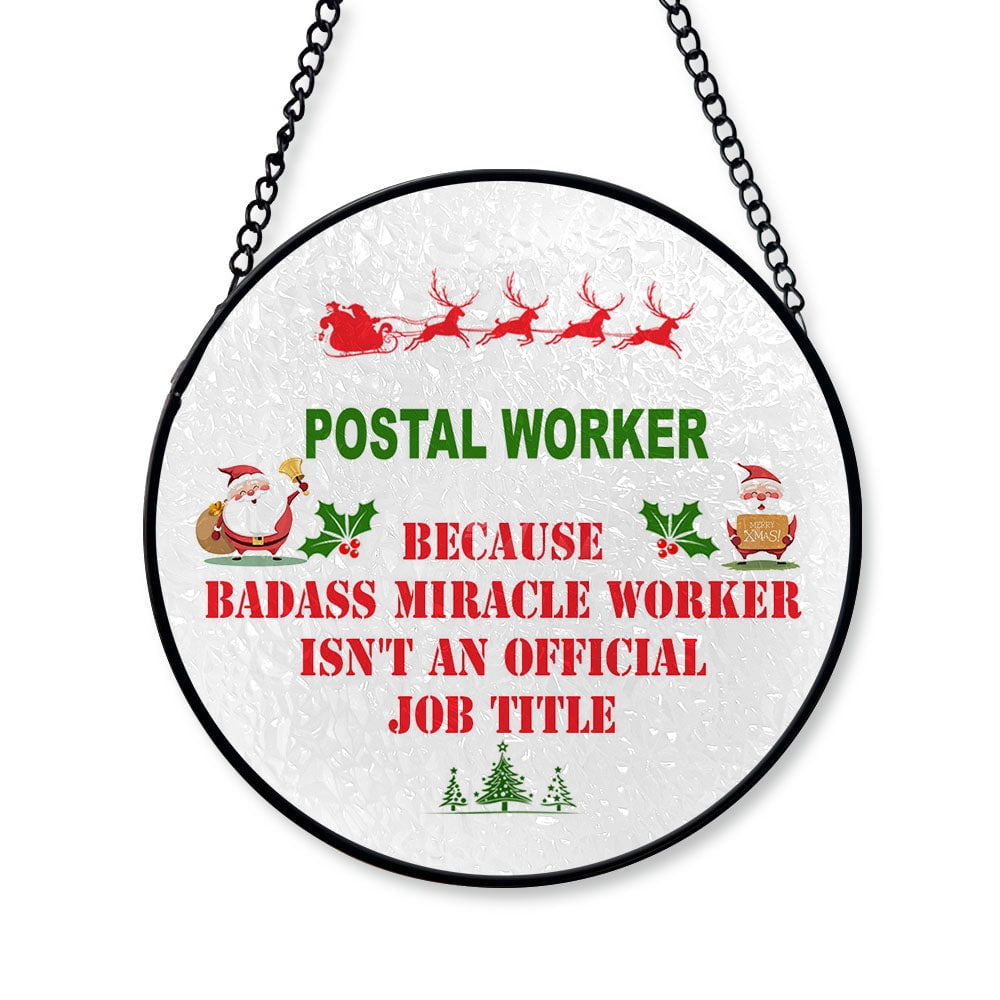 Christmas Postal Worker Stained Glass Window Hanging 2025, Postal ...