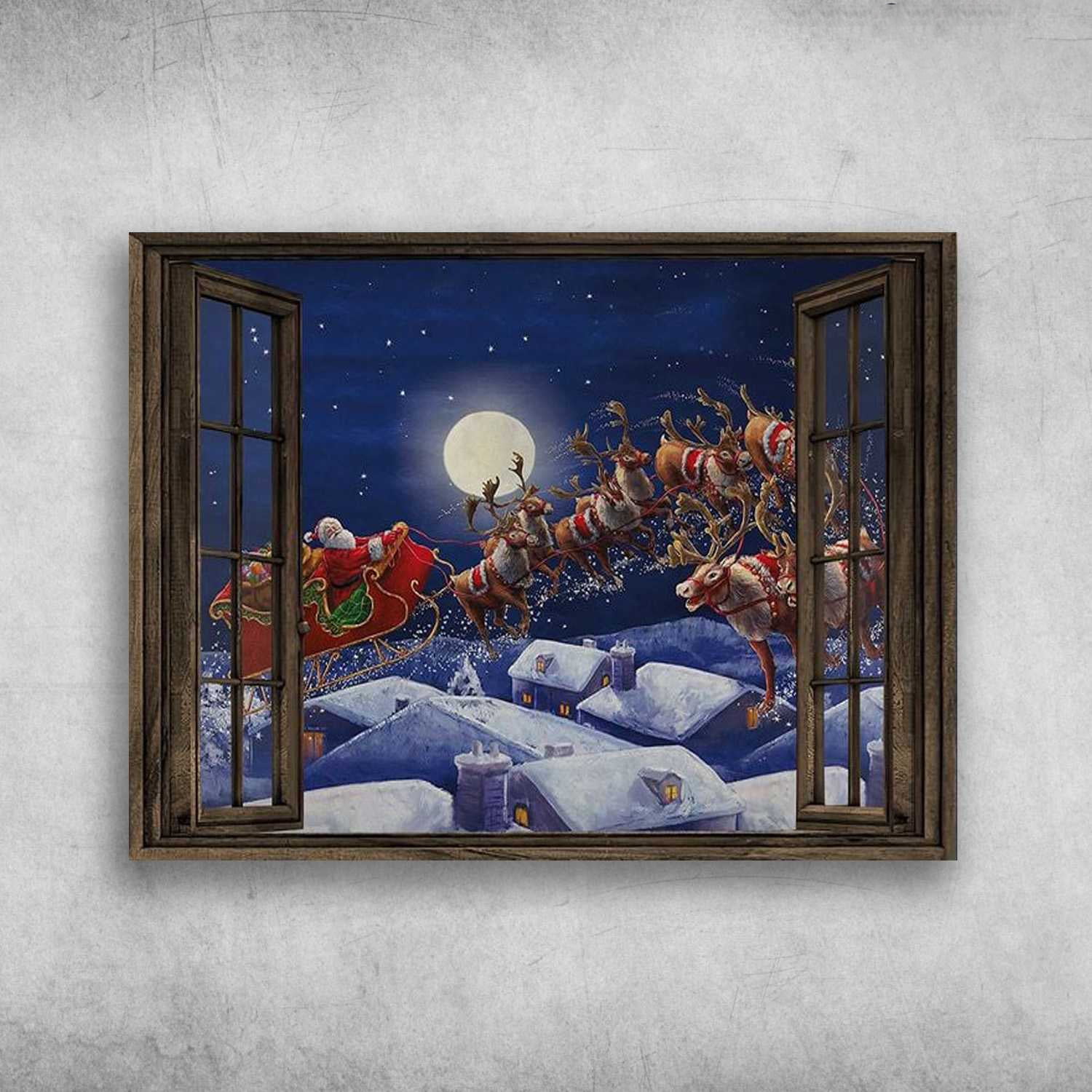 Christmas Poster, Santa Claus, Christmas Night, Window Poster 11 x 17 ...