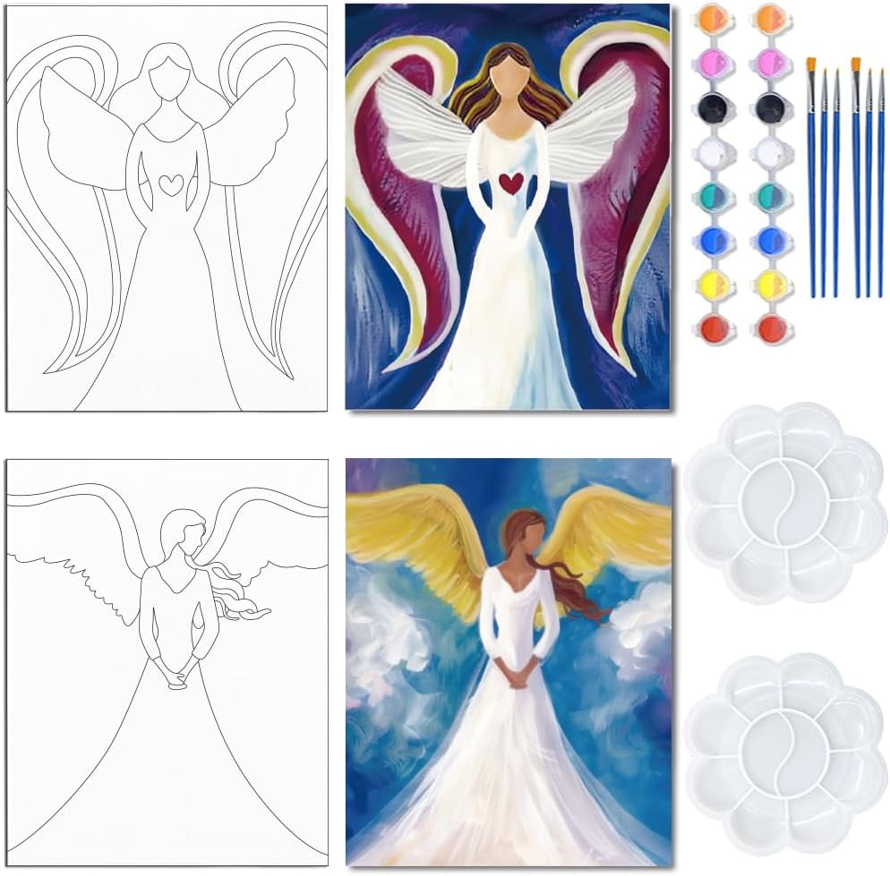 Christmas Pre Printed Canvas Angel Canvas Painting Set 8 "x 10" Angel ...