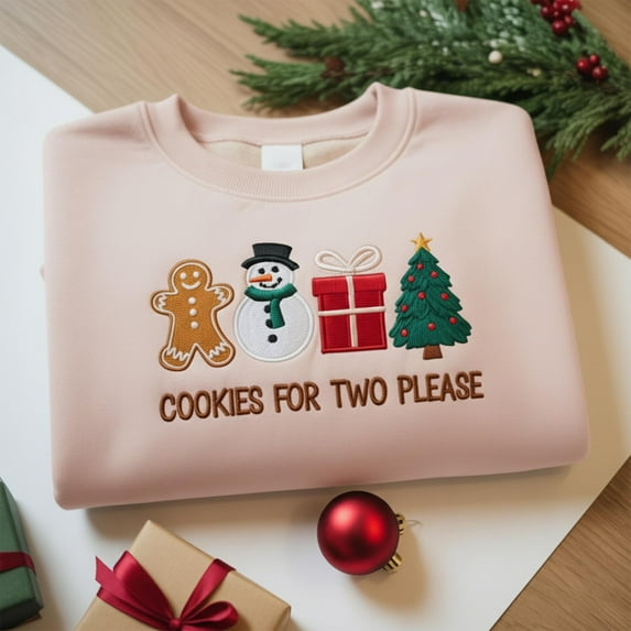 Christmas Pregnancy Announcement Sweatshirt: Cookies For Two Please ...