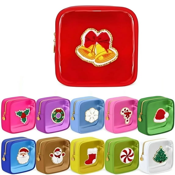 Christmas Preppy Patch Makeup Bags, Christmas Themed Makeup Bags, Mini ...