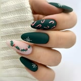 Christmas Press on Nails Medium Almond Fake Nails Winter Snowflake ...